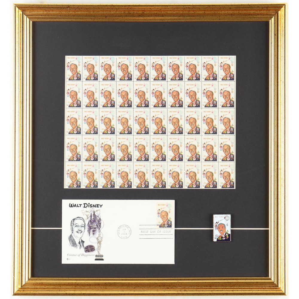 1968 Walt Disney Custom Framed Uncut U.S. Postage Stamp Sheet Display ...
