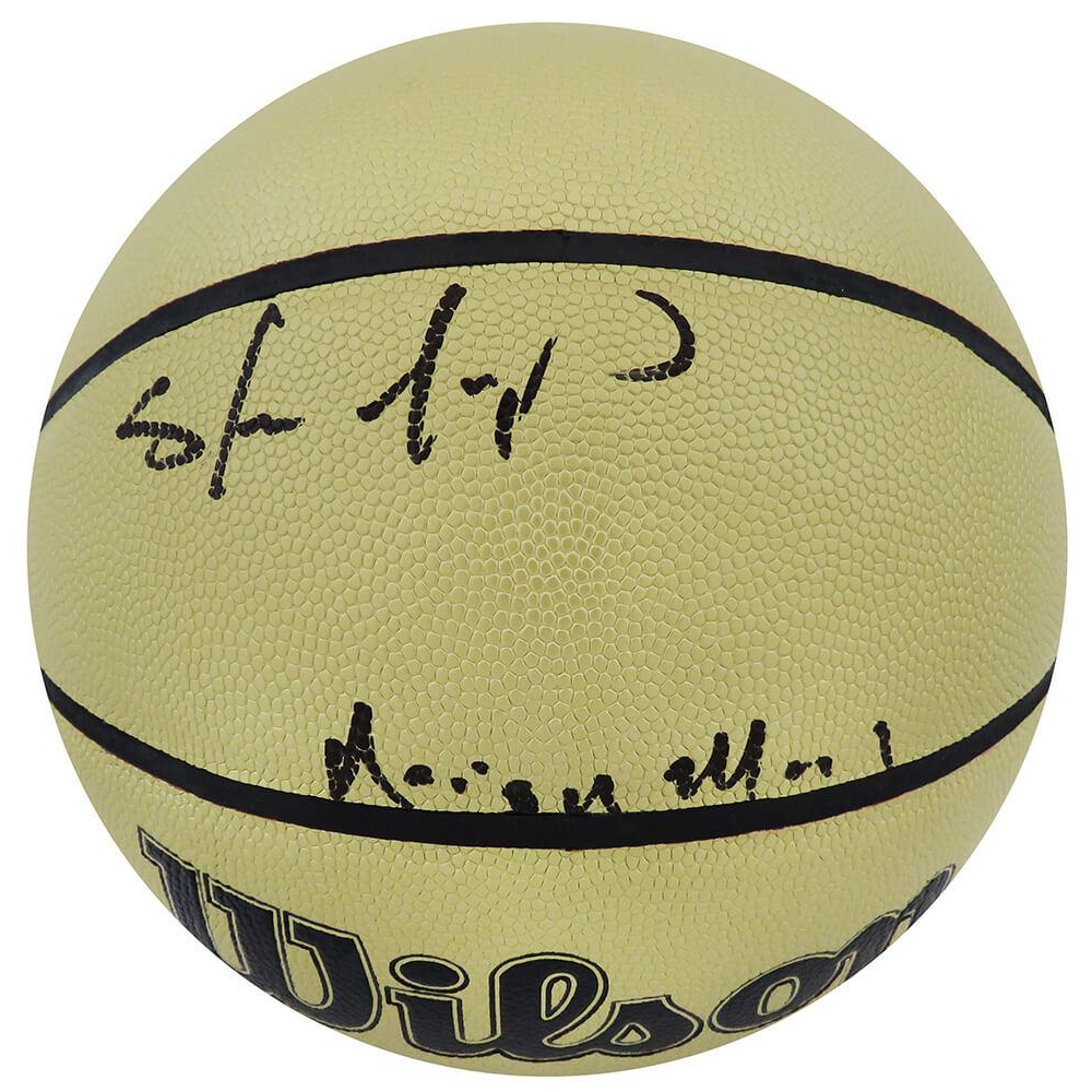 Shawn Kemp Signed Wilson Gold NBA Basketball Inscribed "Reign Man ...