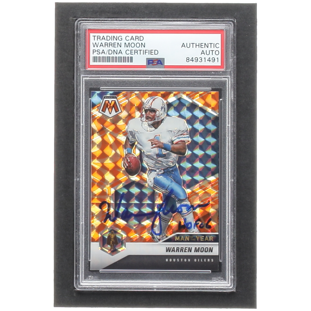 Warren Moon Signed 2021 Panini Mosaic Mosaic Reactive Orange #280 MOY ...