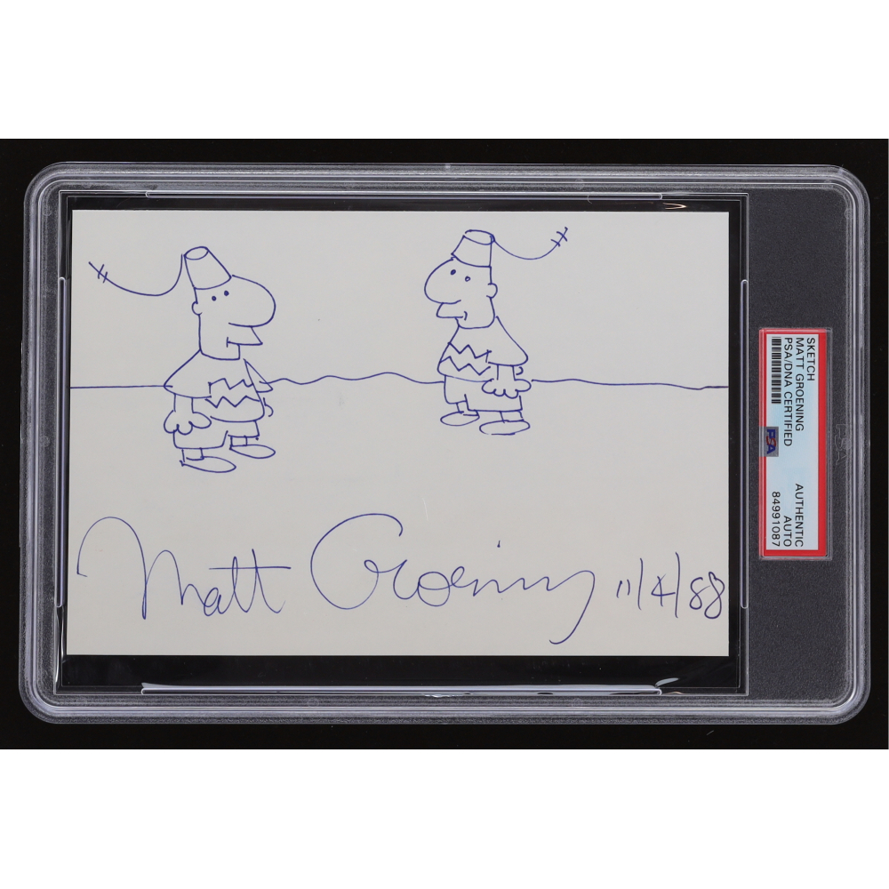 Matt Groening Signed 5x7 Cut Inscribed "11/4/88" with Hand-Drawn Sketch ...