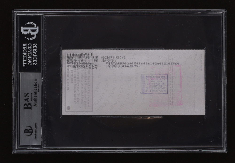 Captain James N. Price Jr. Signed 1999 Personal Bank Check (BAS ...