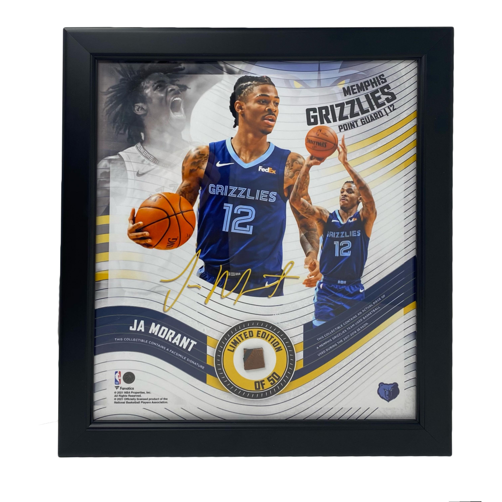 Ja Morant 15x17 LE Custom Framed Game-Used Basketball Cut Display ...