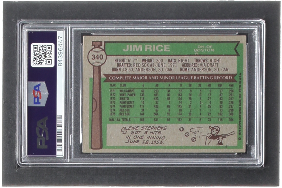 Jim Rice Signed 1976 Topps #340 (PSA) | Pristine Auction