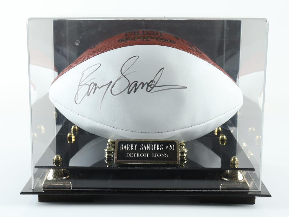 Barry Sanders Signed NFL Football With Display Case (Beckett ...