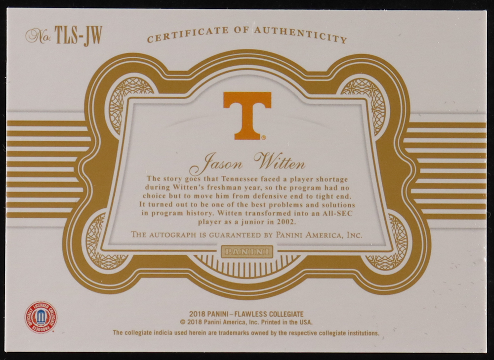 Jason Witten 2018 Panini Honors Recollection Collection #1312 / 2015 ...