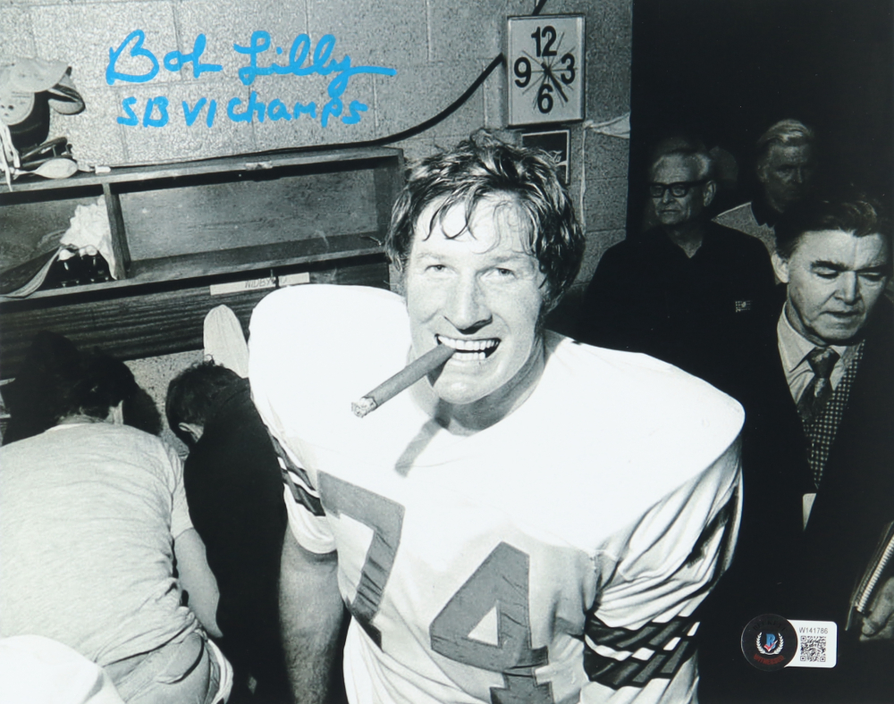 Bob Lilly Signed Cowboys 8x10 Photo Inscribed "SB VI Champs" (Beckett ...
