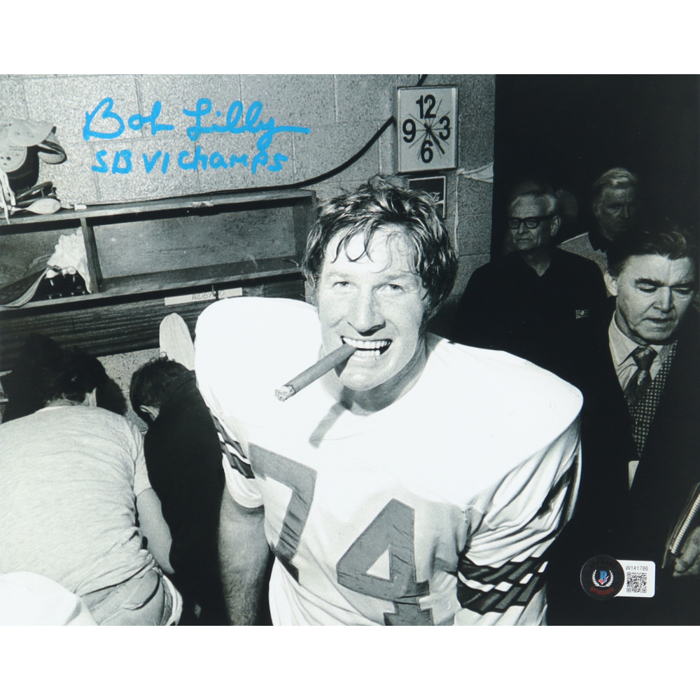Bob Lilly Signed Cowboys 8x10 Photo Inscribed "SB VI Champs" (Beckett ...