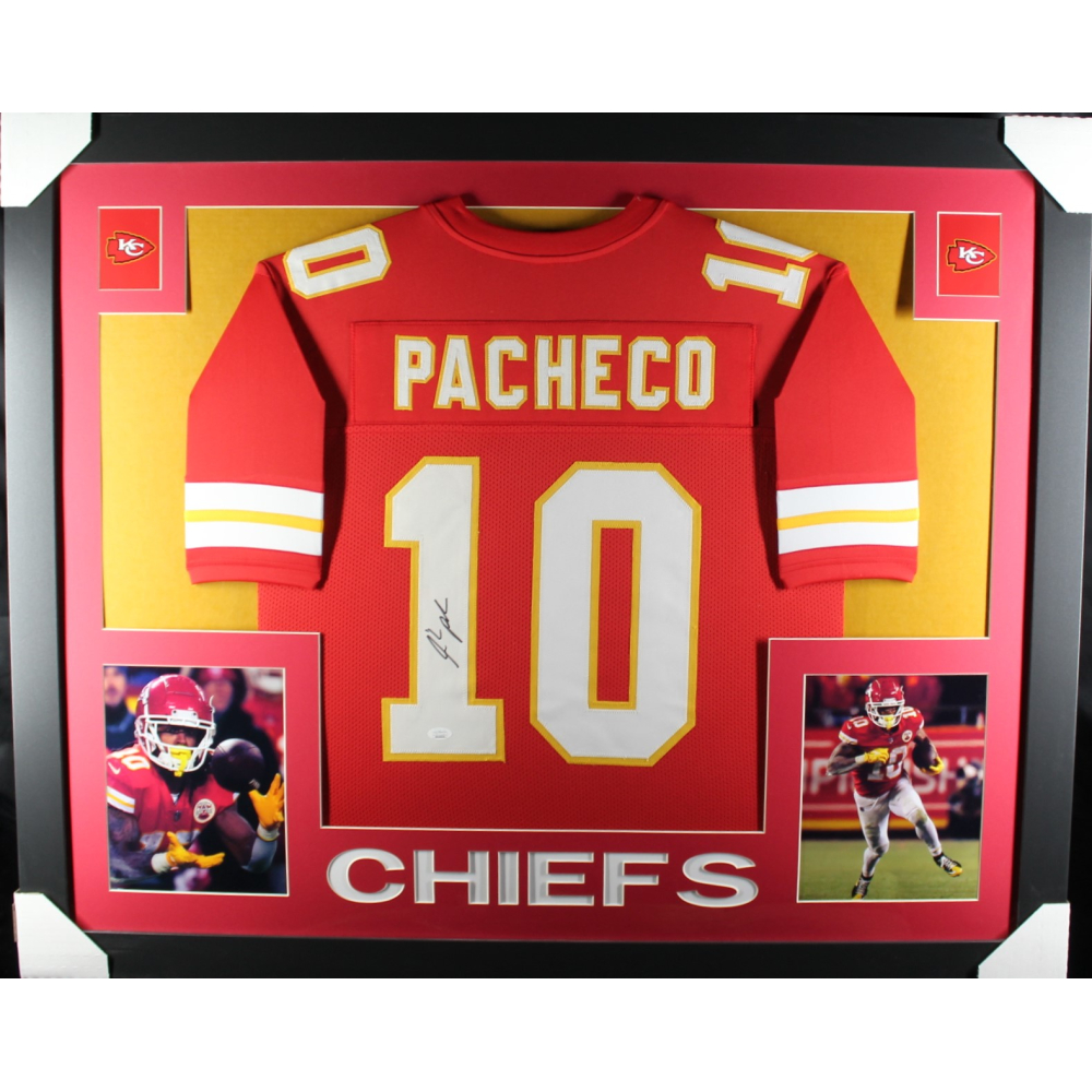 Isiah Pacheco Signed 35x43 Custom Framed Jersey Display (JSA ...