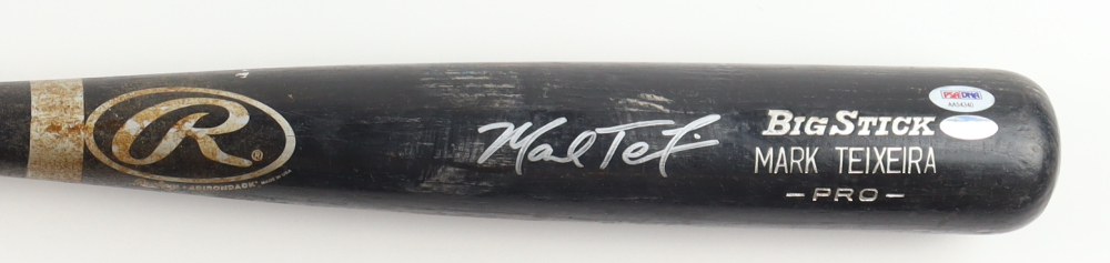 Mark Teixeira Signed Game-Used Rawling Pro Bat (PSA & Steiner ...