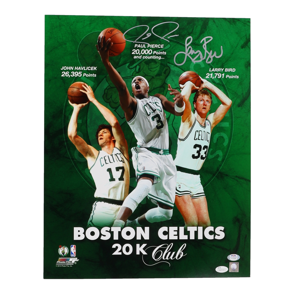 Paul Pierce & Larry Bird Signed Celtics 20K Club 16x20 Photo (PSA & JSA ...