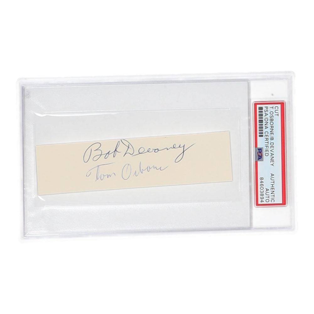 Tom Osborne & Bob Devaney Signed 2x5 Cut (PSA) | Pristine Auction