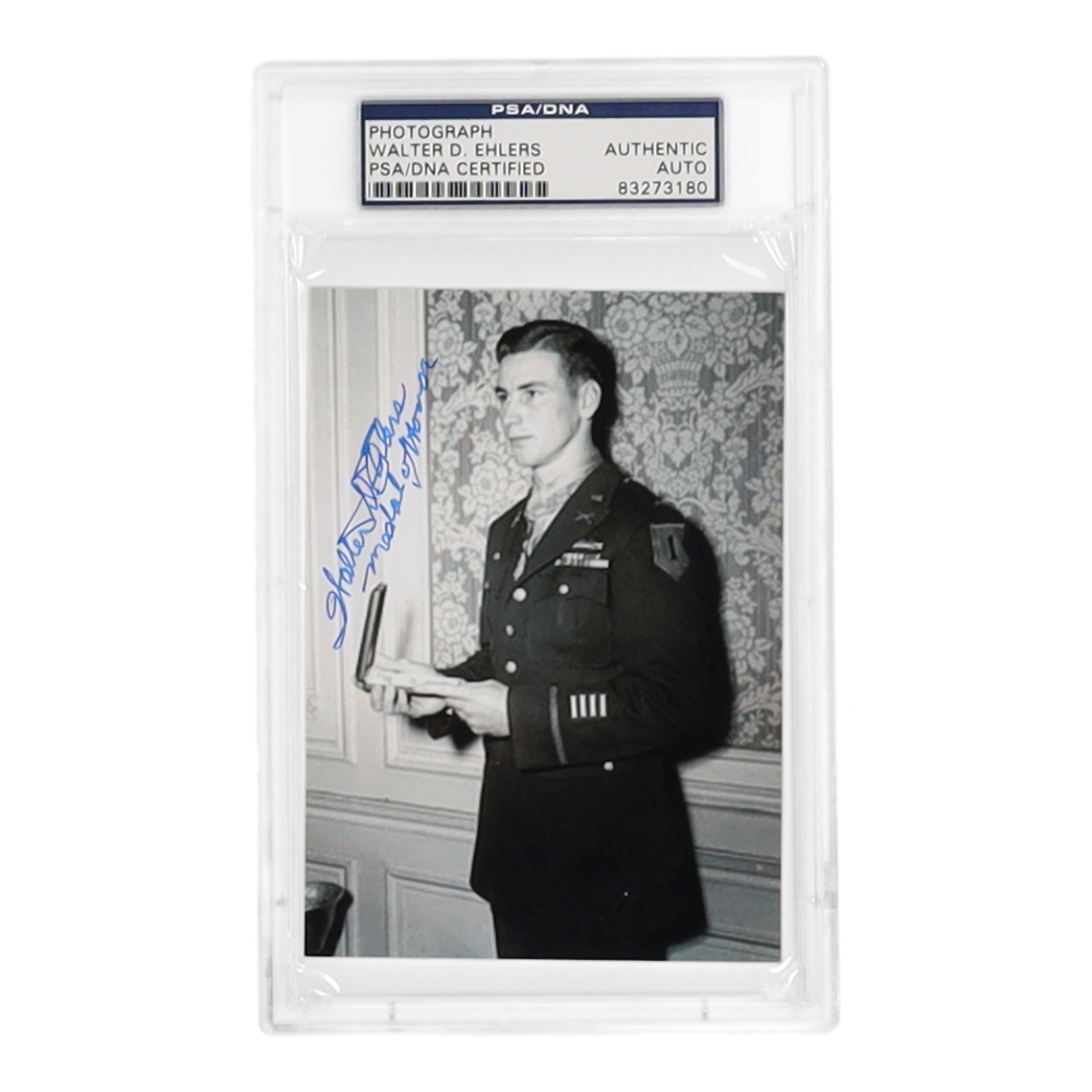 Walter D. Ehlers Signed 3x5 Photo Inscribed "Medal of Honor" (PSA ...