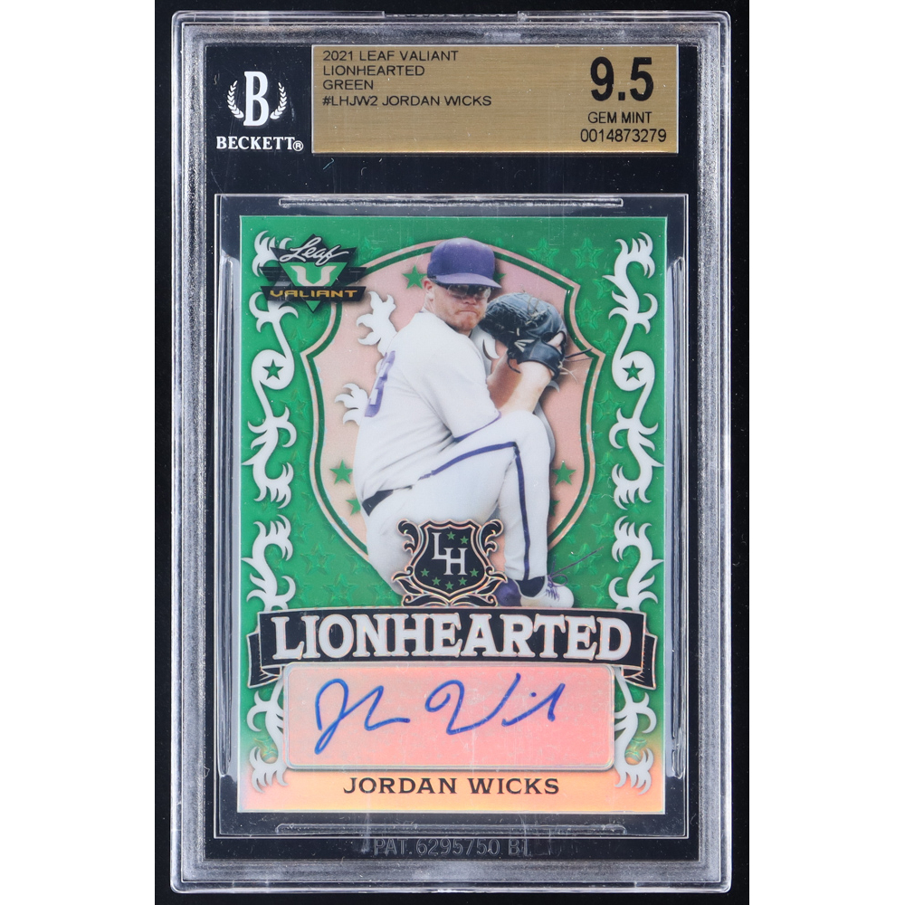 Jordan Wicks 2021 Leaf Valiant Lionhearted Green #LHJW2 (BGS 9.5 | Autograph Graded 10 ...