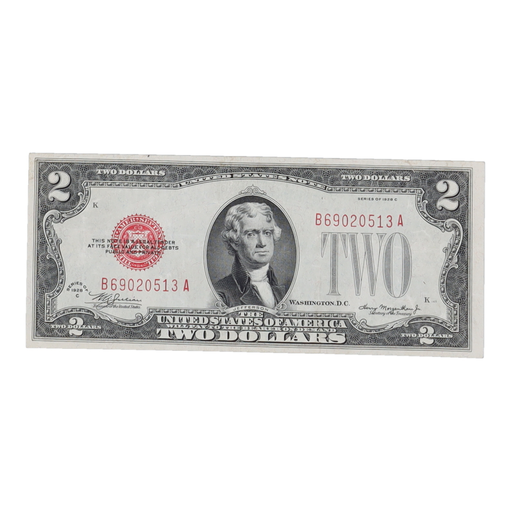 1928 $2 Two Dollar U.S. National Currency Red Seal Bank Note | Pristine ...