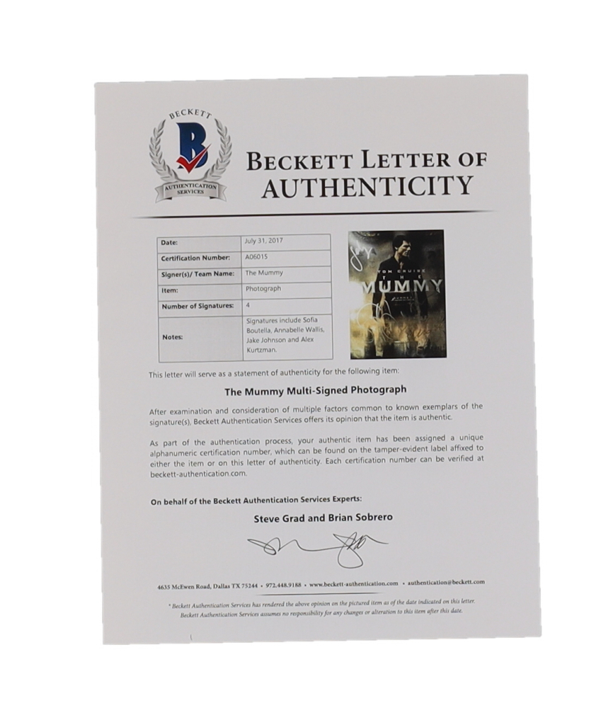 "The Mummy" 11x14 Photo Cast-Signed by Sofia Boutella, Annabelle Wallis ...