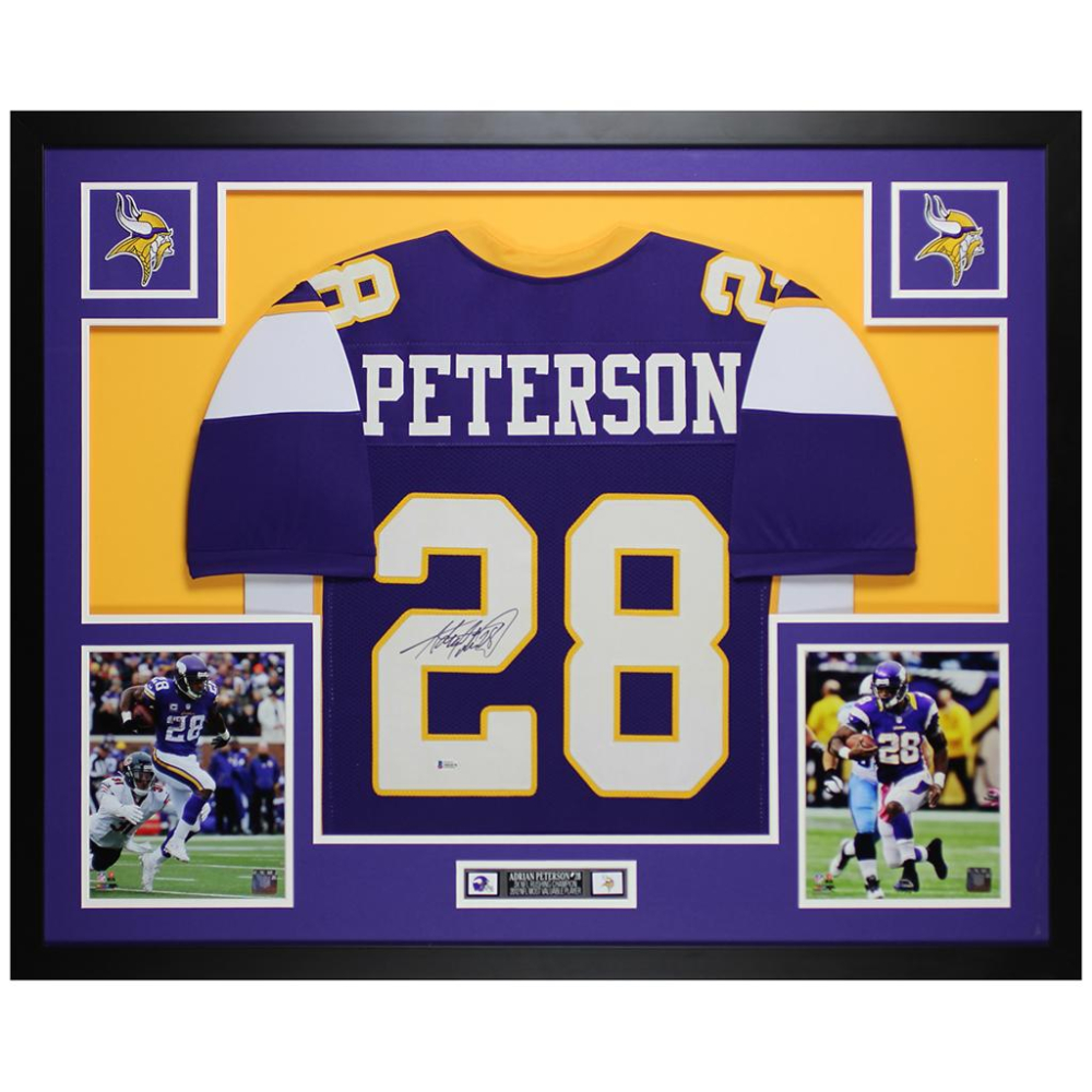 Adrian Peterson Signed Custom Framed Jersey Display (Beckett ...