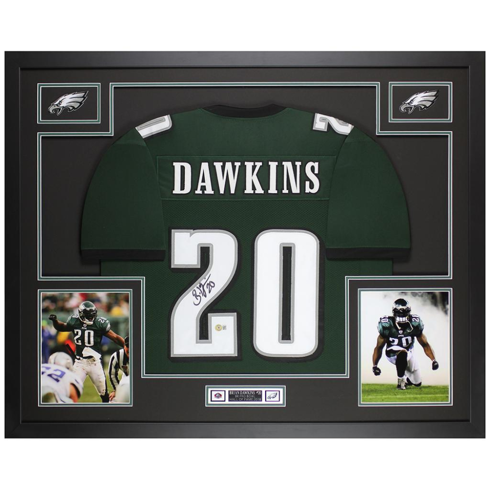Brian Dawkins Signed Custom Framed Jersey Display (Beckett) | Pristine ...