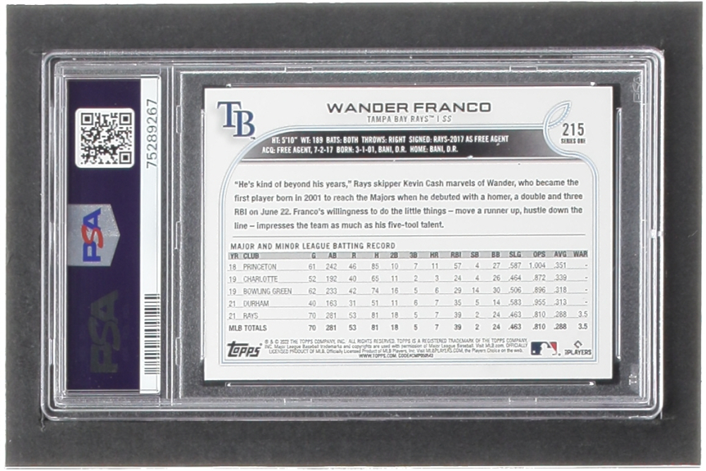 Wander Franco Signed 2022 Topps #215 RC (PSA | Auto 10) | Pristine Auction