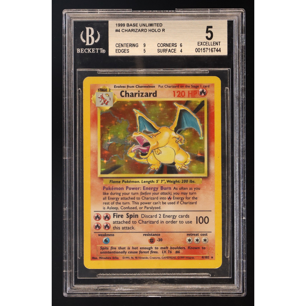 Charizard 1999 Pokemon Base Unlimited #4 Holo (BGS 5) | Pristine Auction