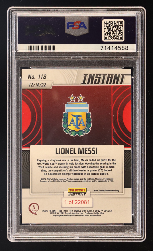 Lionel Messi 2022 Panini Instant FIFA World Cup Qatar #118 (PSA 10 ...