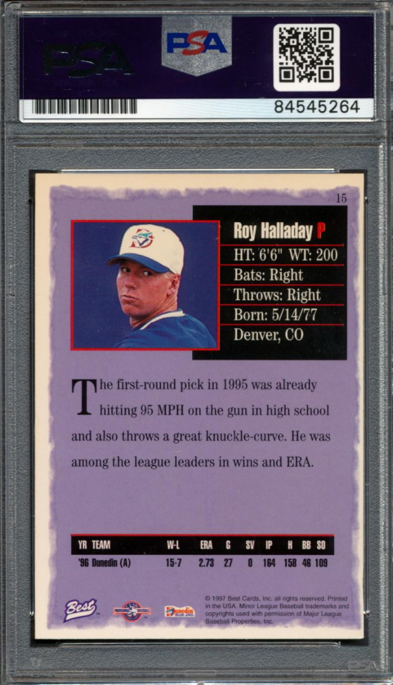 Roy Halladay Signed 1997 Best #15 RC (PSA Auto) | Pristine Auction