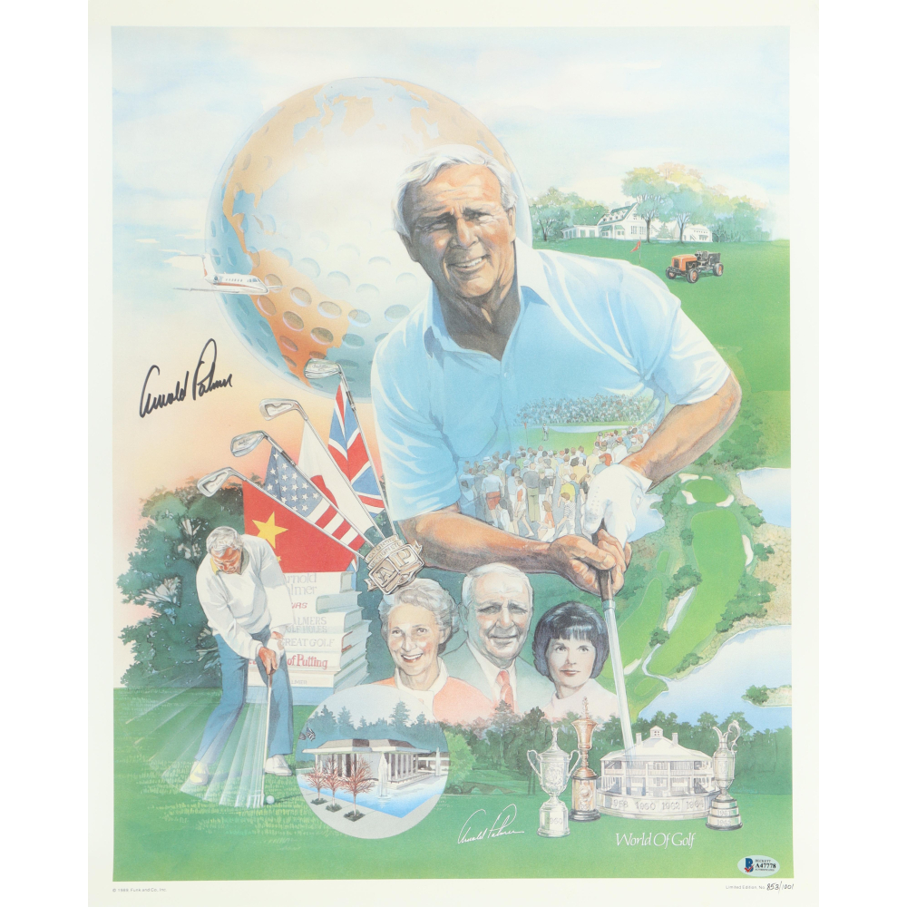 Arnold Palmer Signed LE "World of Golf" 17x21 Lithograph (Beckett ...