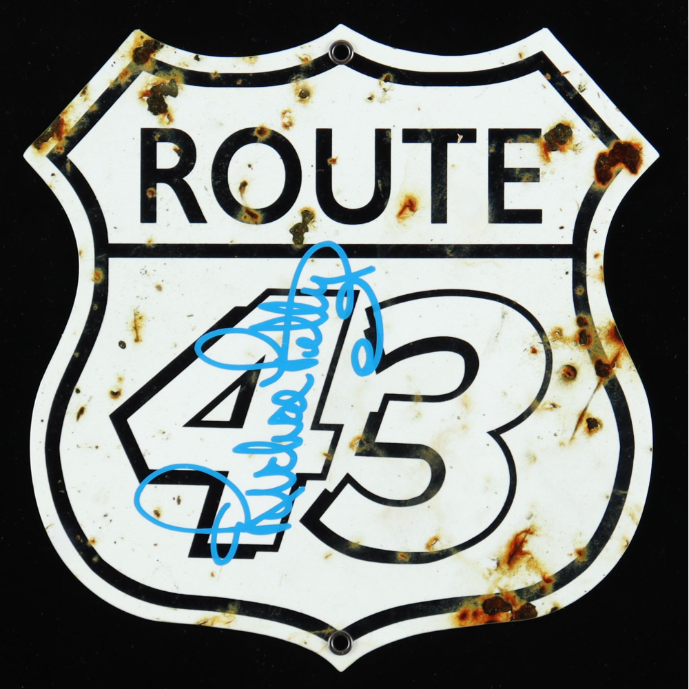 Richard Petty Signed 8" Route 43 Metal Sign (PA) | Pristine Auction