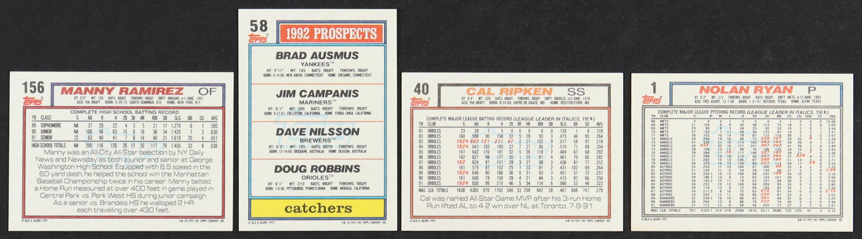 1992 Topps Baseball Complete Set of (792) Cards with Manny Ramirez #156 ...