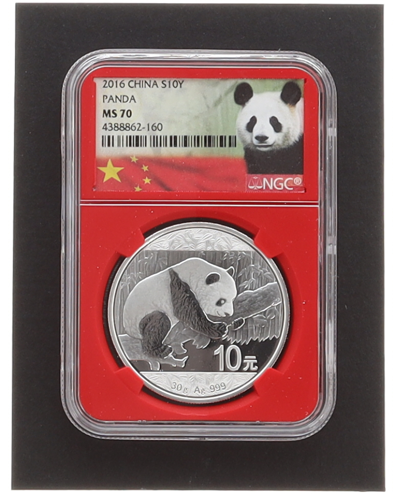 2016 China S 10 Yuan Silver Panda Coin - Red Core Panda Label (NGC MS70 ...