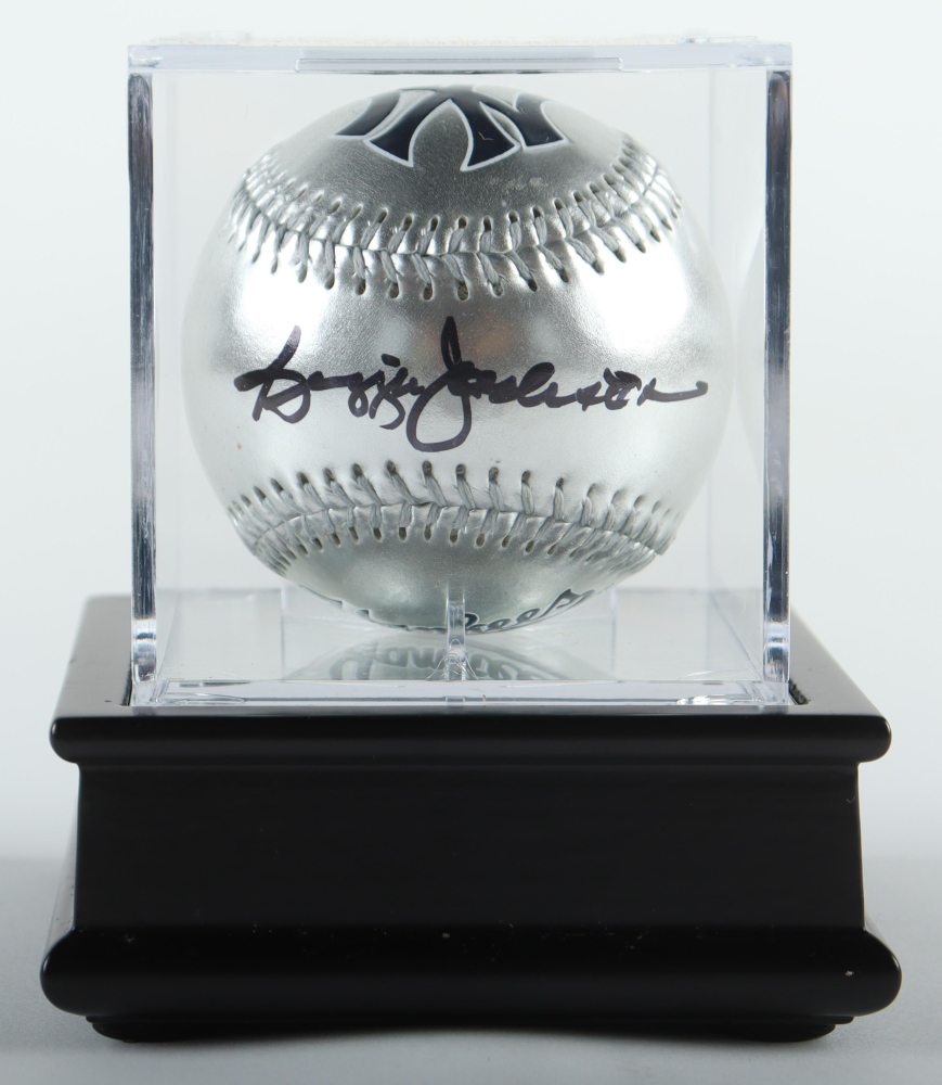 Reggie Jackson Signed Yankees Logo Metallic Silver Baseball with All ...