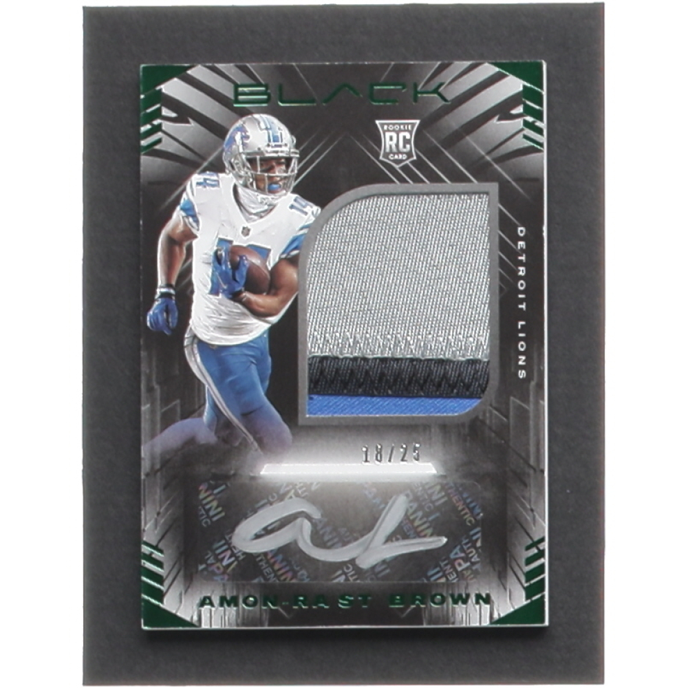 Amon-Ra St. Brown 2021 Panini Black Rookie Patch Autographs Emerald ...
