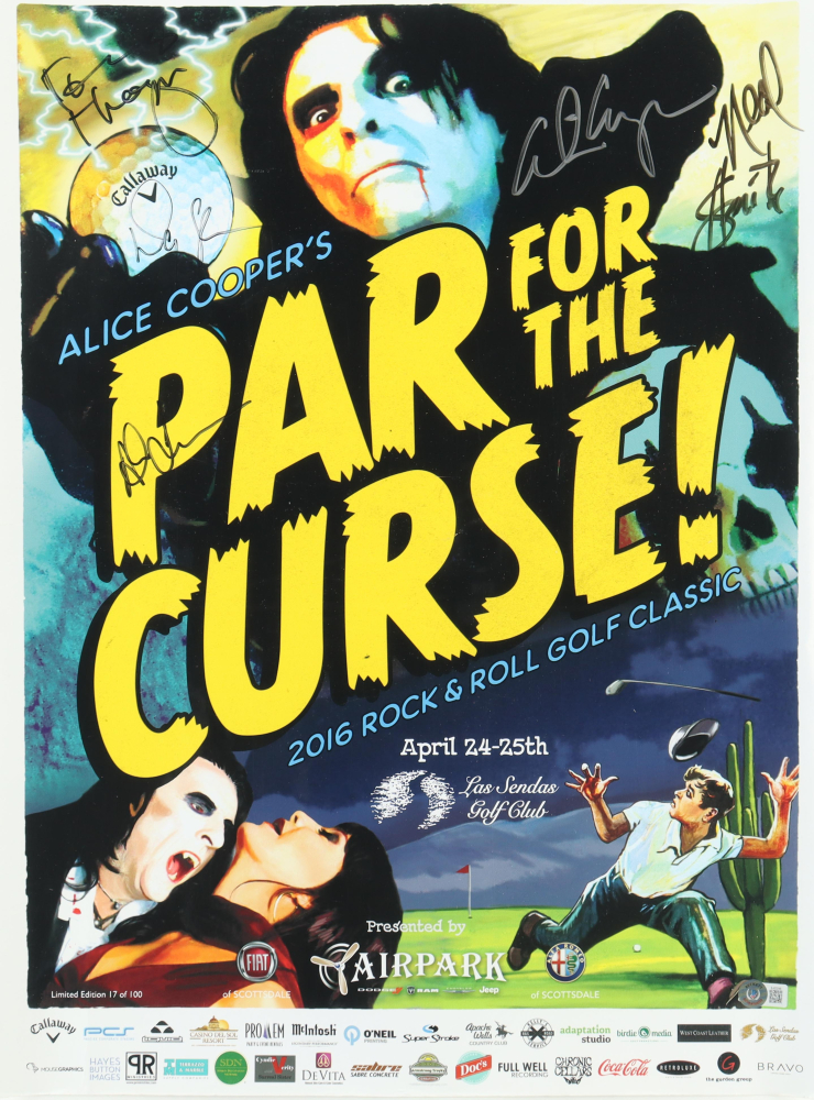 2016 Rock & Roll Golf Classic LE Poster Signed by (4) with Alice Cooper ...