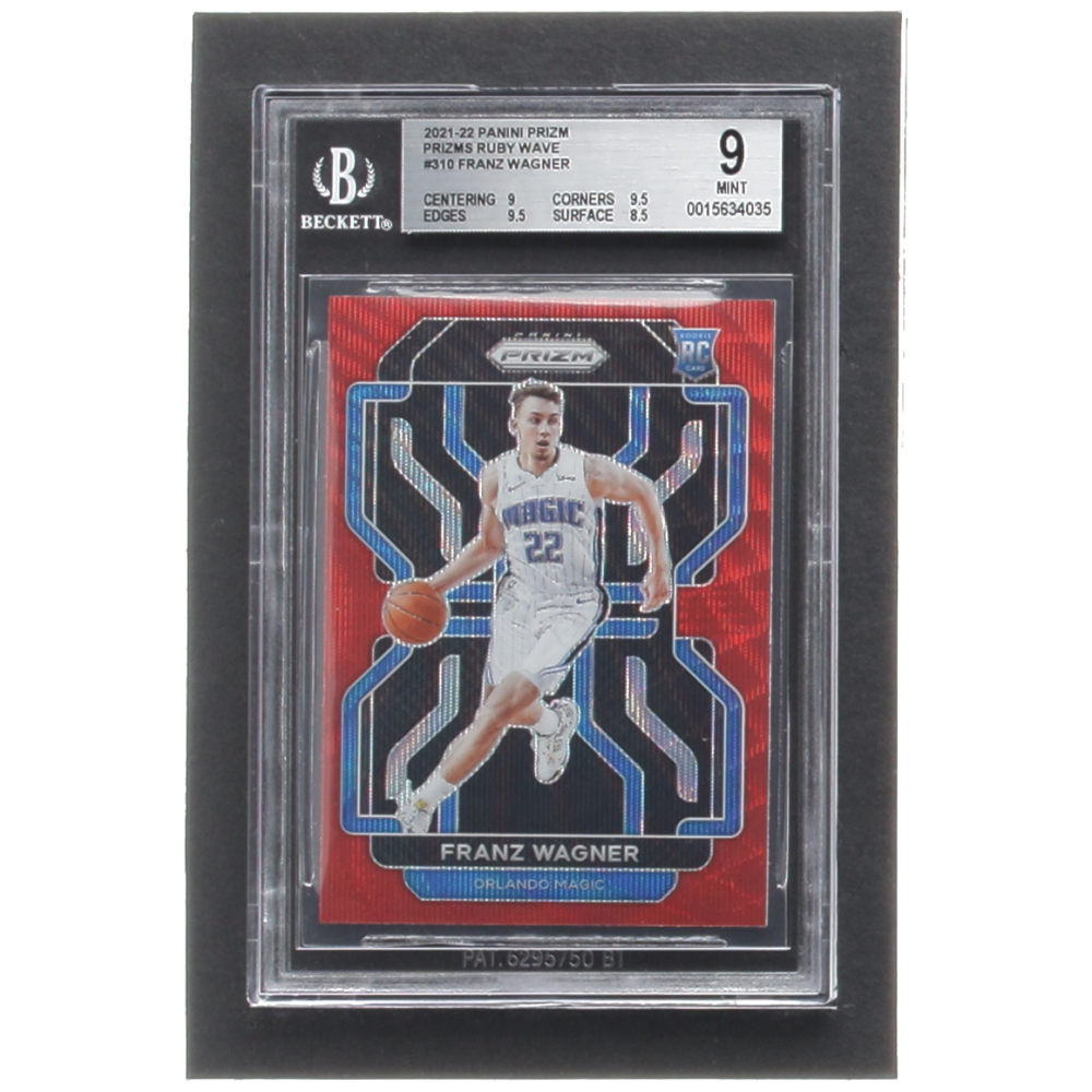 Franz Wagner 2021-22 Panini Prizm Prizms Ruby Wave #310 RC (BGS 9 ...
