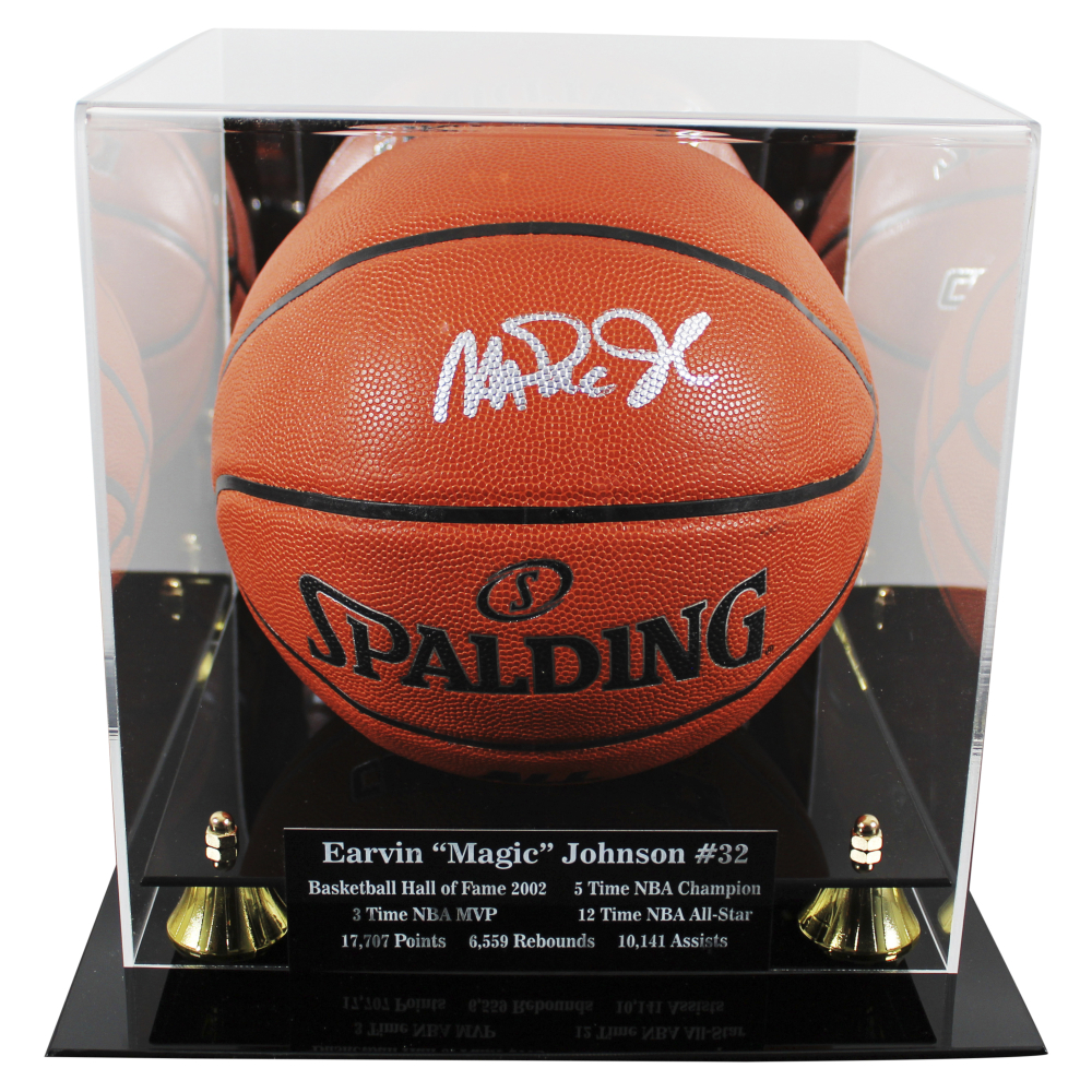 Magic Johnson Signed Basketball with Display Case (Beckett) | Pristine ...