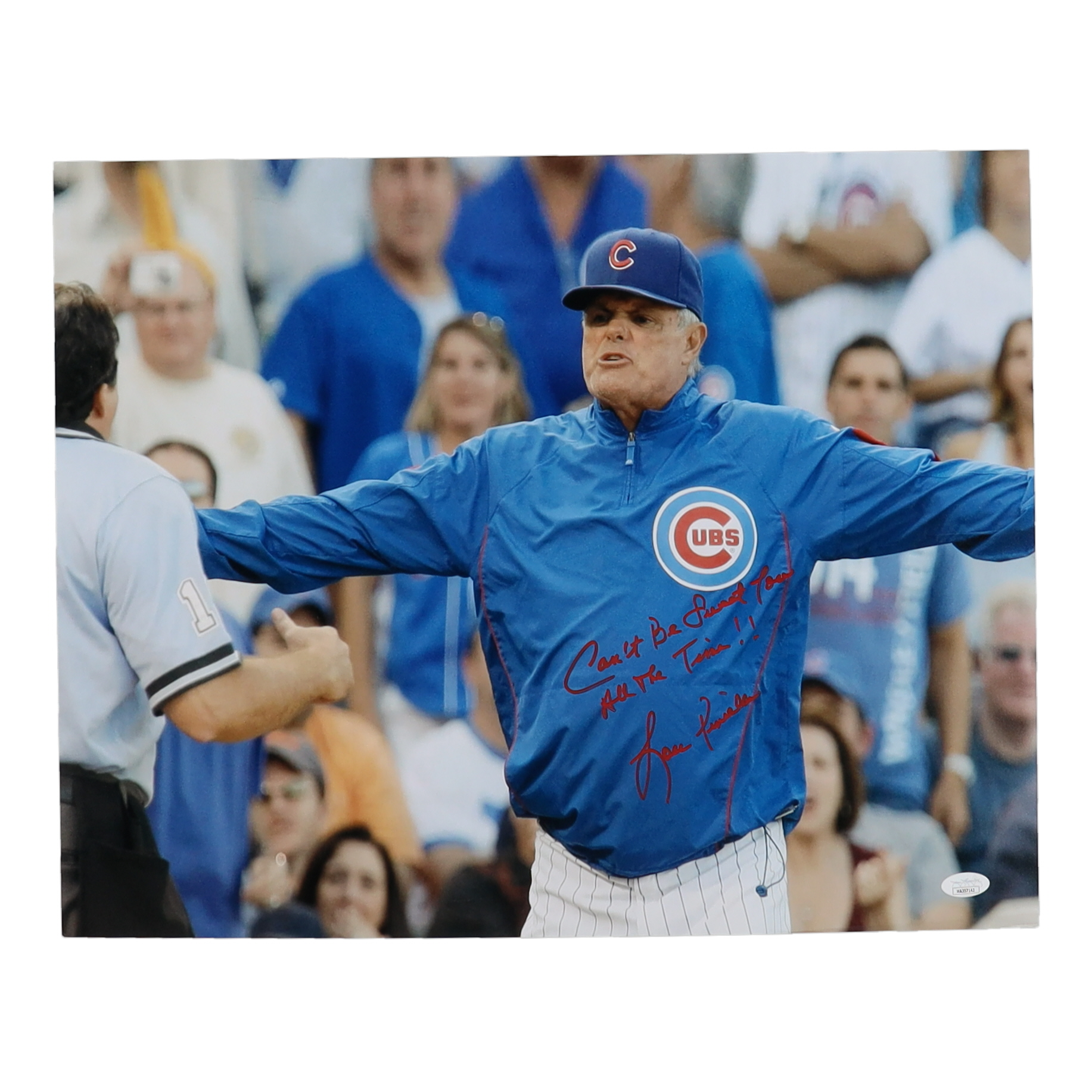 Lou Piniella Signed Cubs 16x20 Photo Inscribed "Can't Be Sweet Lou All ...