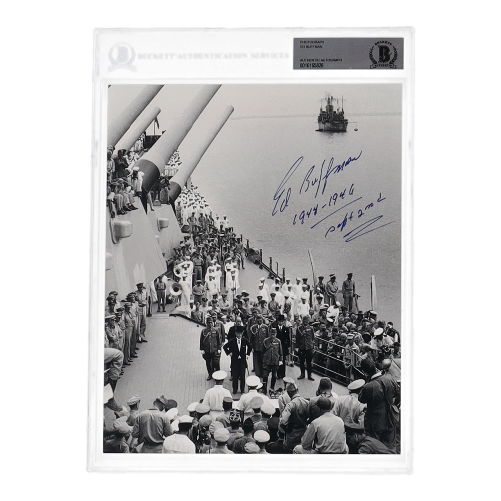 Ed Buffman Signed 8x10 Photo Inscribed "1944-1946 Sept 2nd" (BGS ...
