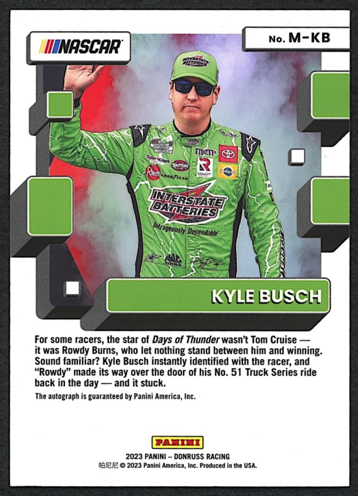 Kyle Busch 2023 Donruss Monikers #7 Autograph | Pristine Auction
