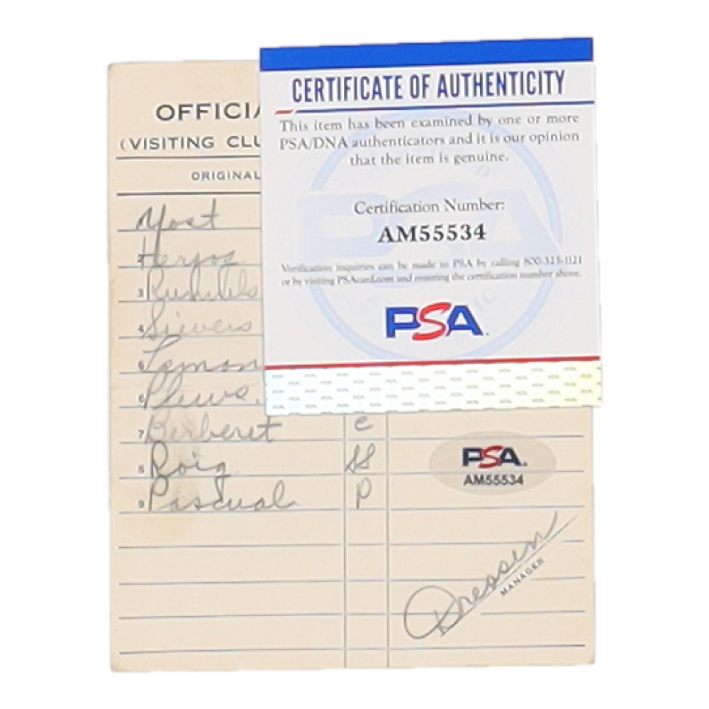 Chuck Dressen Signed 1956 Senators Original Batting Order Card at ...
