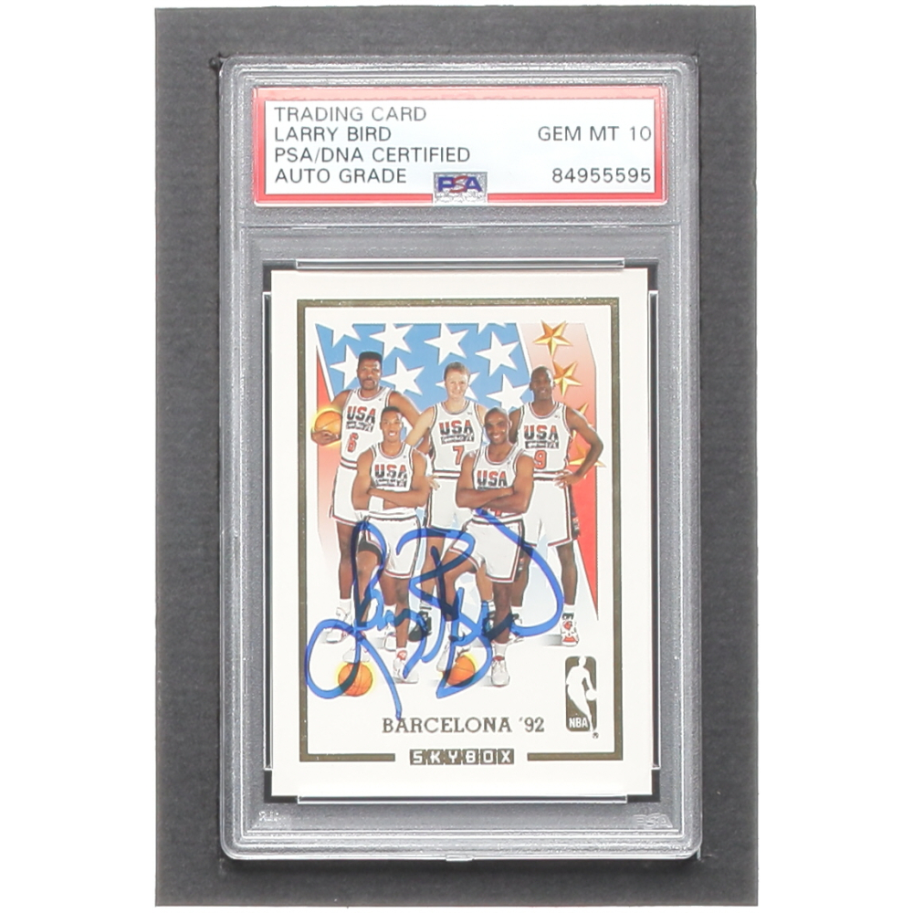 Larry Bird Signed 1992 SkyBox USA #NNO Team Card (PSA | Auto 10 ...