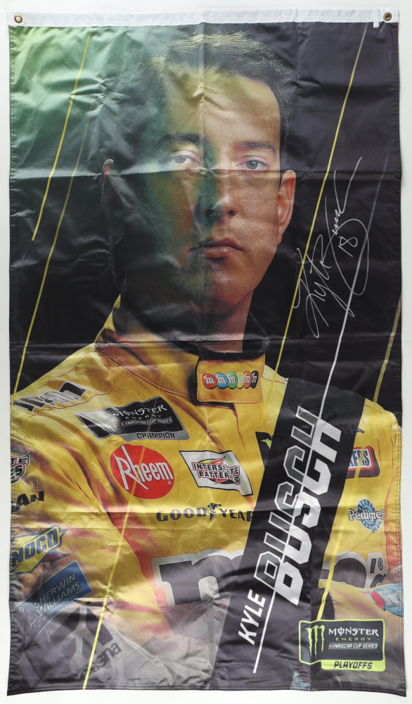 Kyle Busch Signed 34x60 Track Used NASCAR Playoffs Advertising Banner ...