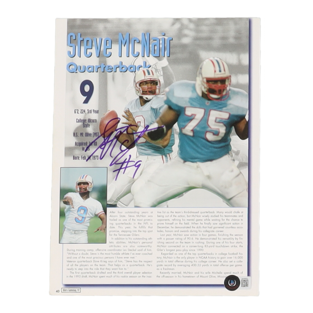 Steve McNair Signed Oilers 8x10 Photo (Beckett) | Pristine Auction