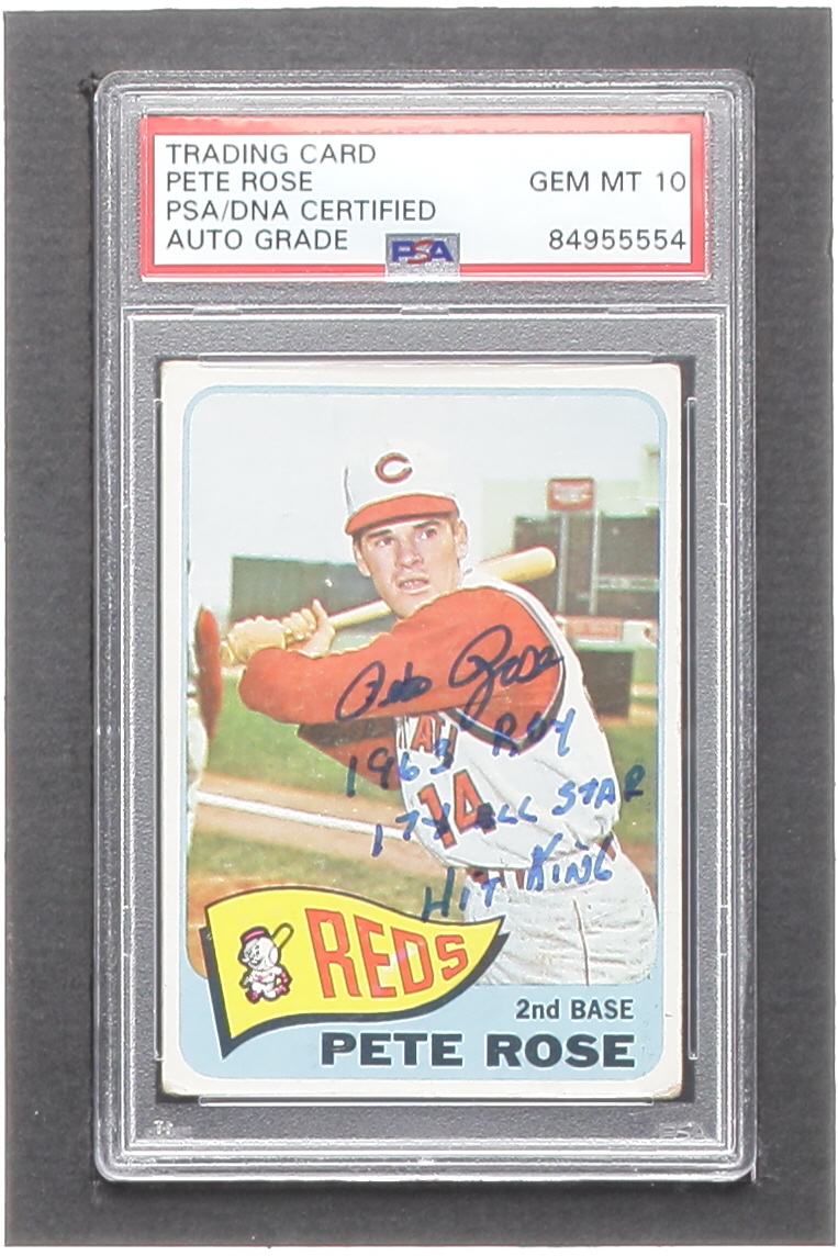 Pete Rose Signed 1965 Topps #207 Inscribed "1963 ROY, 17x All Star, Hit King" (PSA | Auto 10 ...