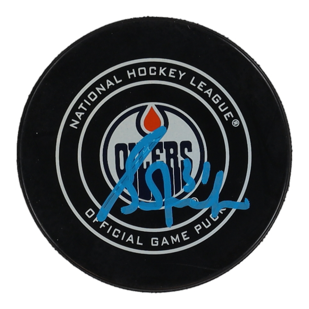 Grant Fuhr Signed Oilers Logo Hockey Puck (JSA) | Pristine Auction