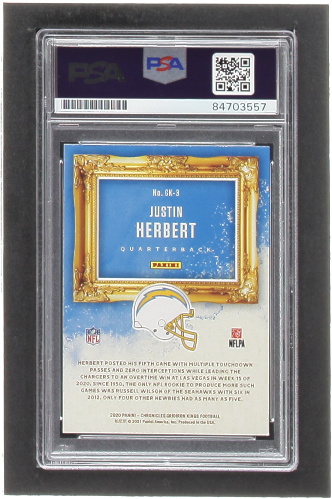 Justin Herbert Signed 2020 Gridiron Kings Teal #3 RC (PSA | Autograph ...