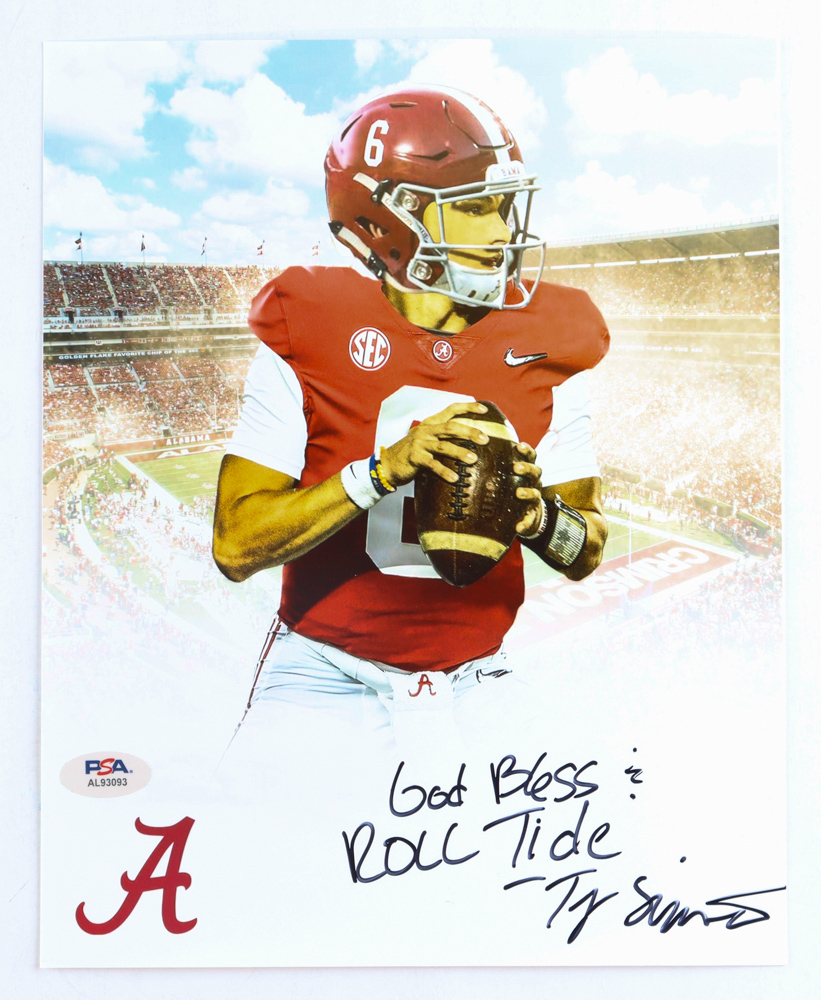 Ty Simpson Signed Alabama Crimson Tide 8x10 Photo Inscribed "God Bless ...