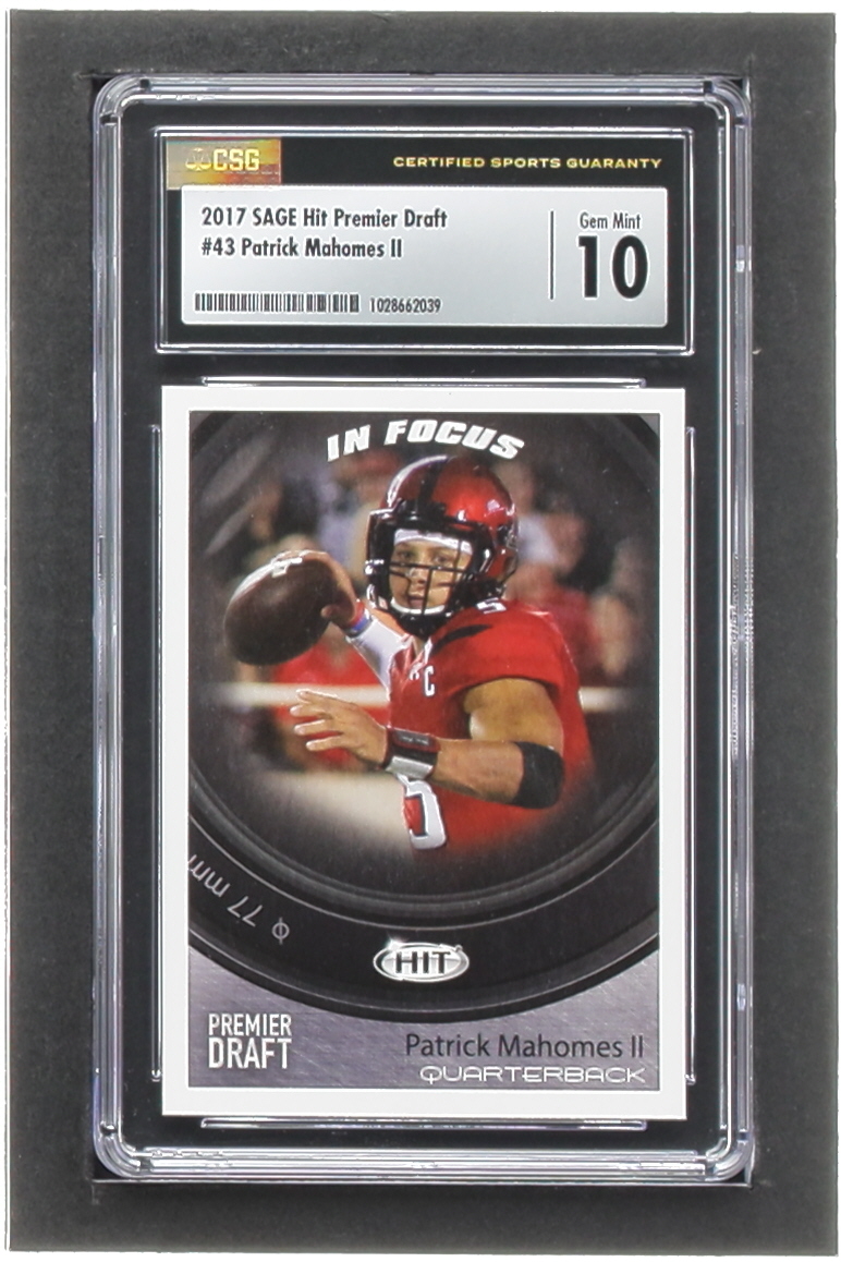 Patrick Mahomes II 2017 SAGE HIT Premier Draft #43 IF RC (CSG 10 ...