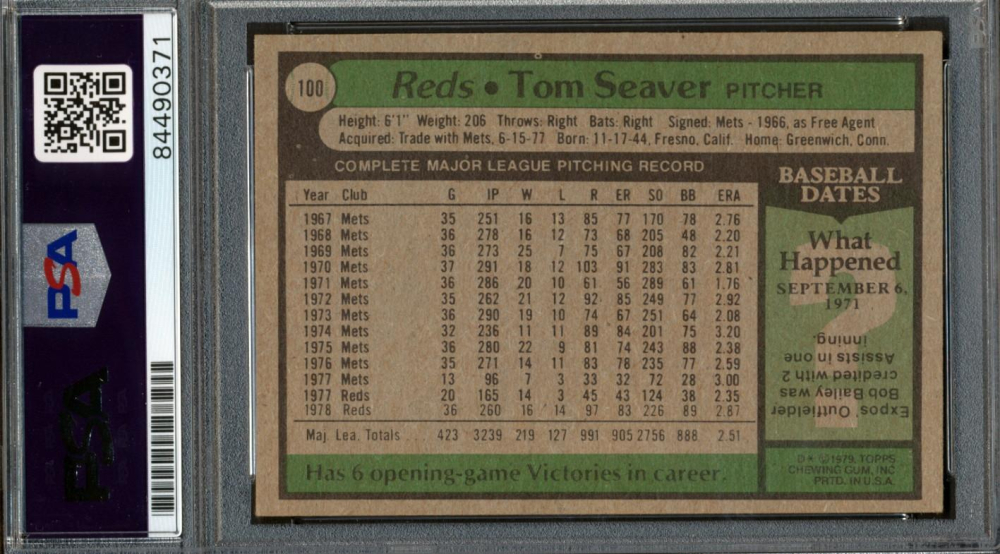 Tom Seaver Signed 1979 Topps #100 DP (PSA) | Pristine Auction