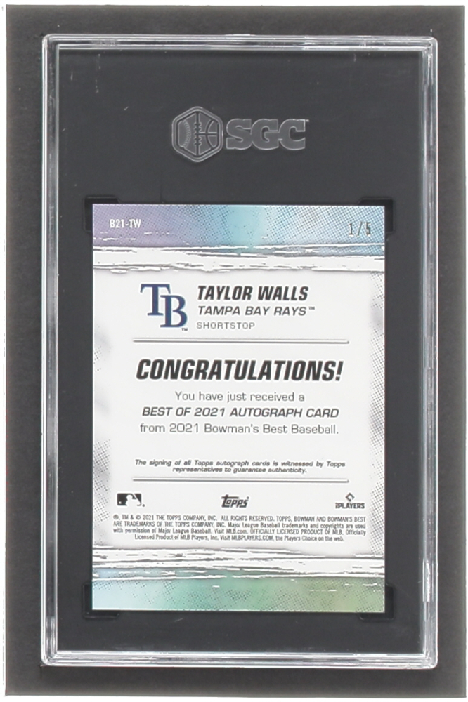 Taylor Walls 2021 Bowman's Best Best of '21 Autographs Red Lava ...