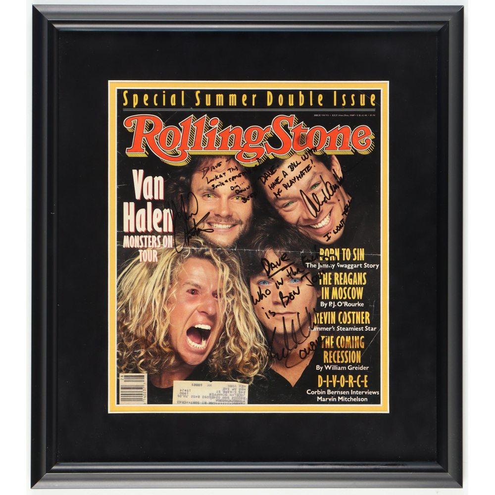 Eddie Van Halen, Alex Van Halen & Michael Anthony Signed Custom Framed ...