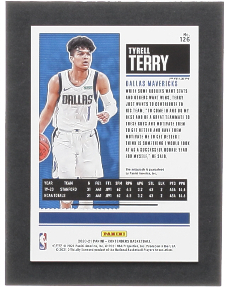 Tyrell Terry 2020-21 Panini Contenders Premium Green Shimmer #126 AU RC ...